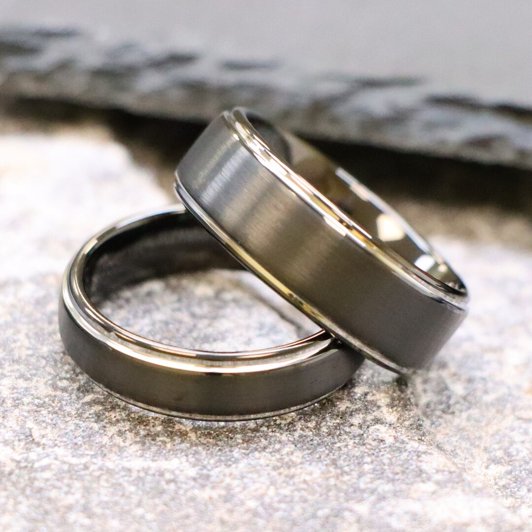 6mm Stepped Edge Rings, Two-tone Brushed Center Rings, Silver Colour ...