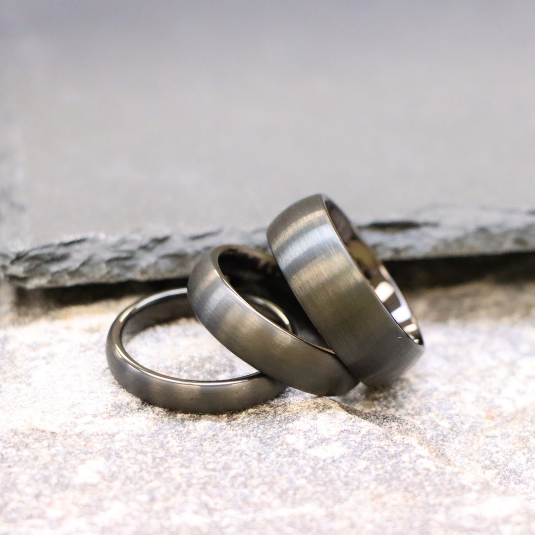 Black Tungsten Ring, Mens & Womans Wedding Rings, Black Couple Ring ...