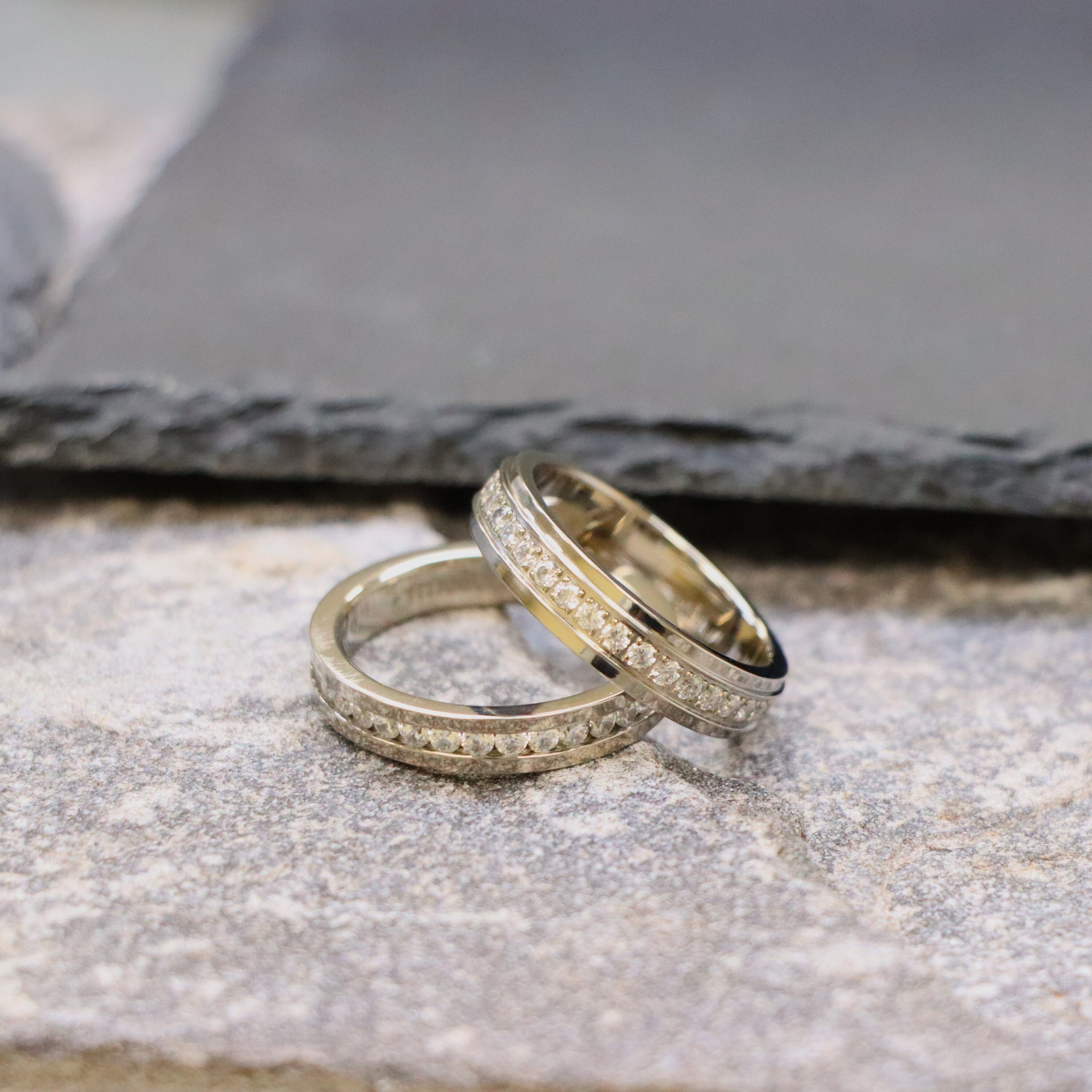 Mens Titanium Wedding Rings engagement Rings for Her eternity Diamond Wedding Band round Cut Diamond Ring mens Womens Rings 4mm 5mm Ring Etsy
