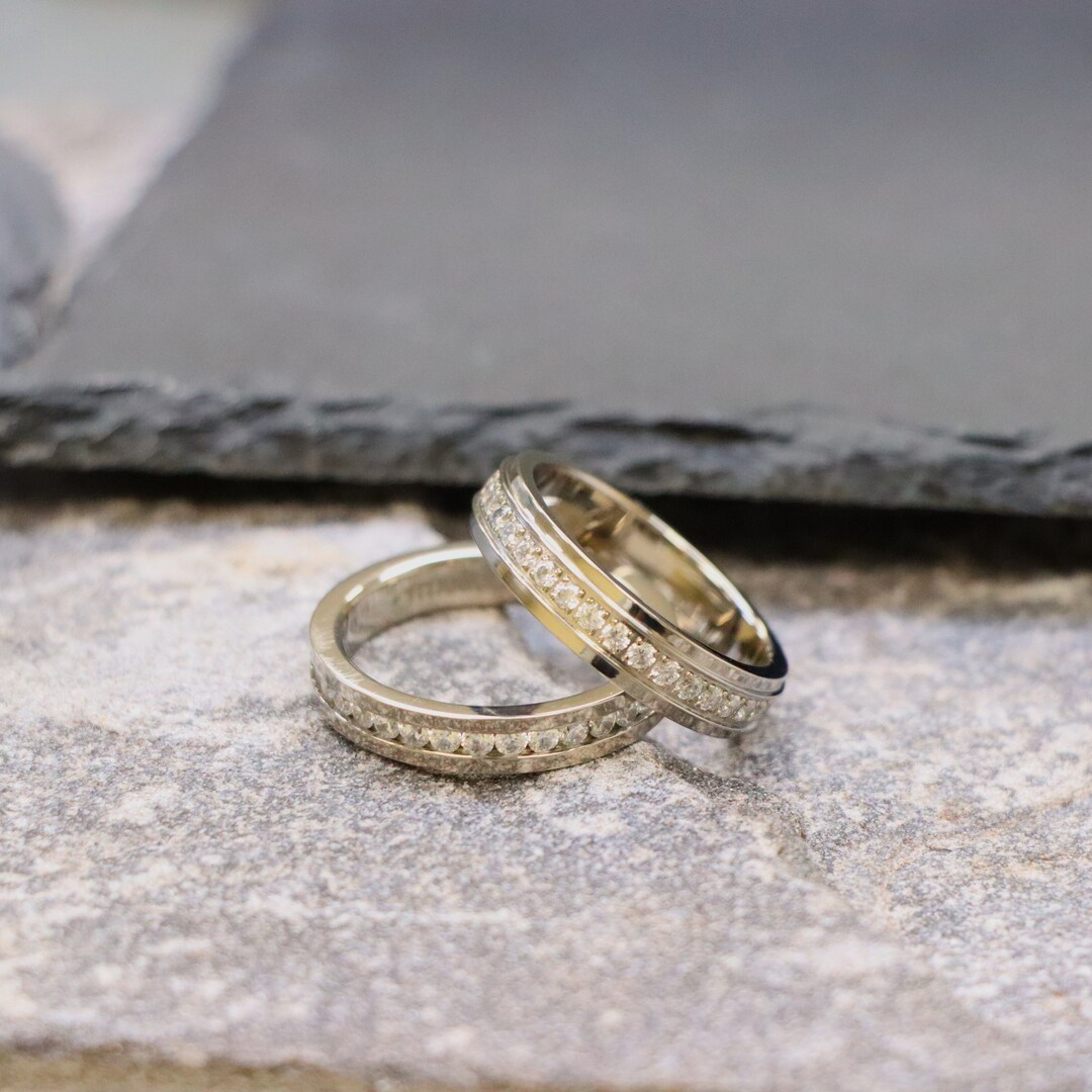 His and Hers Titanium Wedding Rings, Valentines Gift , Titanium ...