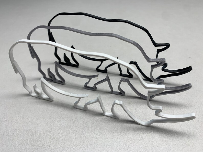 3D Printed Rhino Wall Art Outline - Etsy