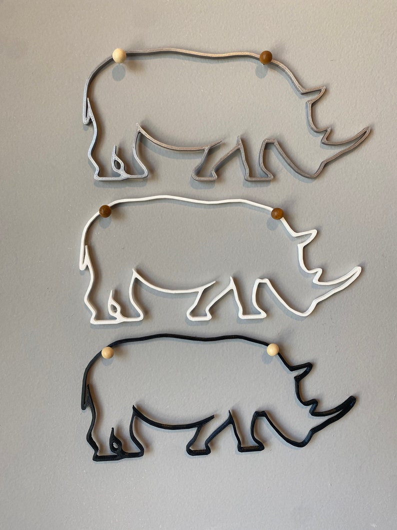 3D Printed Rhino Wall Art Outline - Etsy