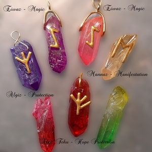 Scarlet Witch Inspired Protection Runes Raw Quartz Crystal Necklace ...