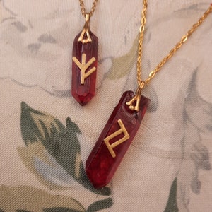 Scarlet Witch Inspired Protection Runes Raw Quartz Crystal Necklace ...