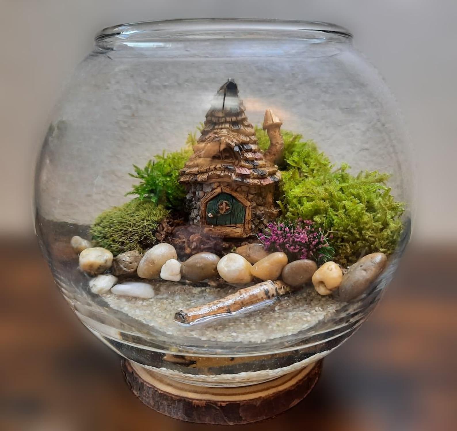 Fairy Garden Elf or Hobbit House Waterscape Terrarium Kit for Live Moss ...