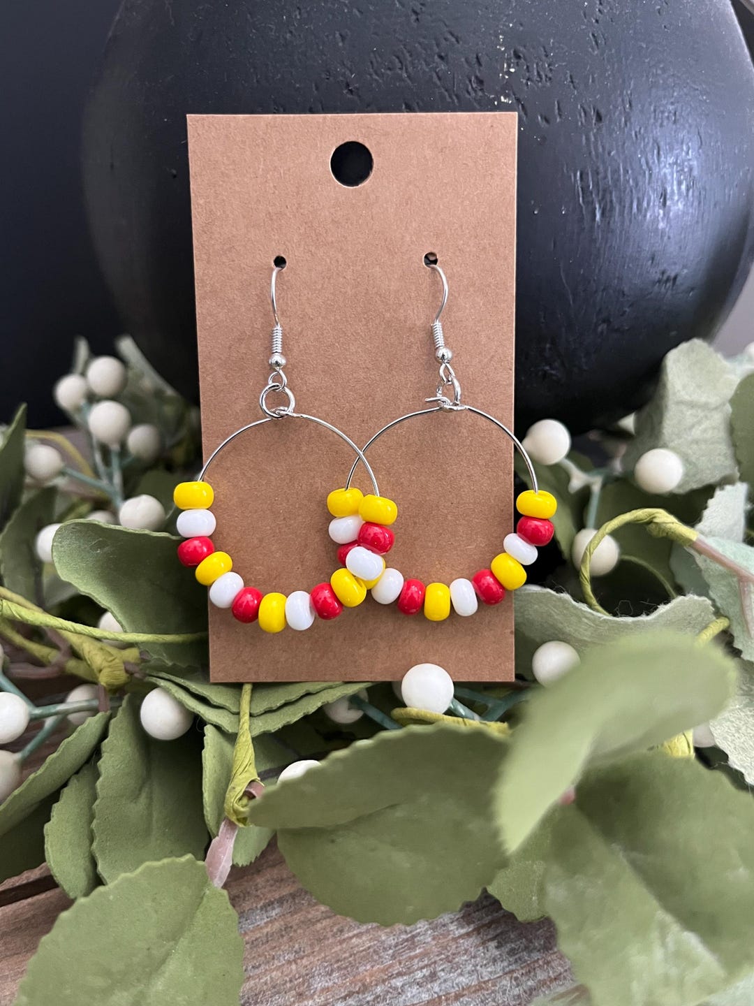 Kansas City Inspired Glass Bead Earrings; Football Lovers; Gifts for ...