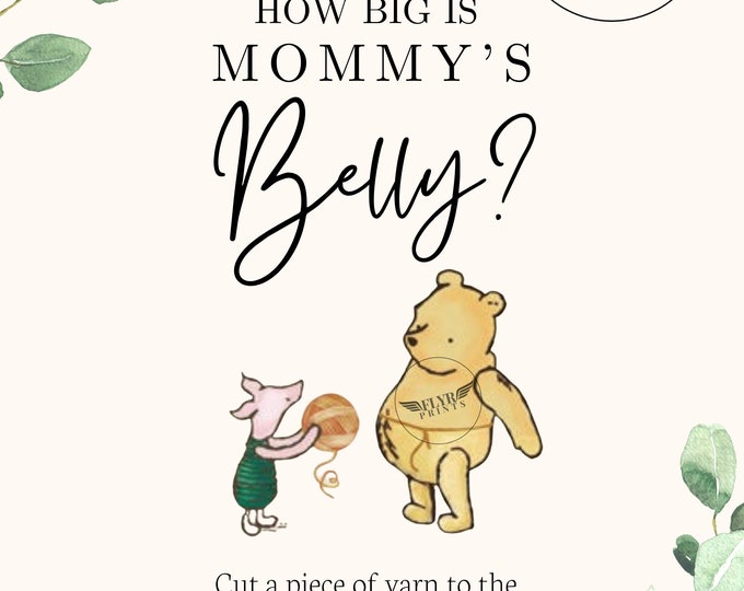 Classic Winnie the Pooh Bear Fun Baby Shower Game - How Big is Mom's ...