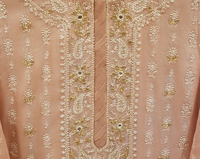 Agha Noor Original 2pc Pure COTTON NET Heavily Embroidered Shirt & Raw ...