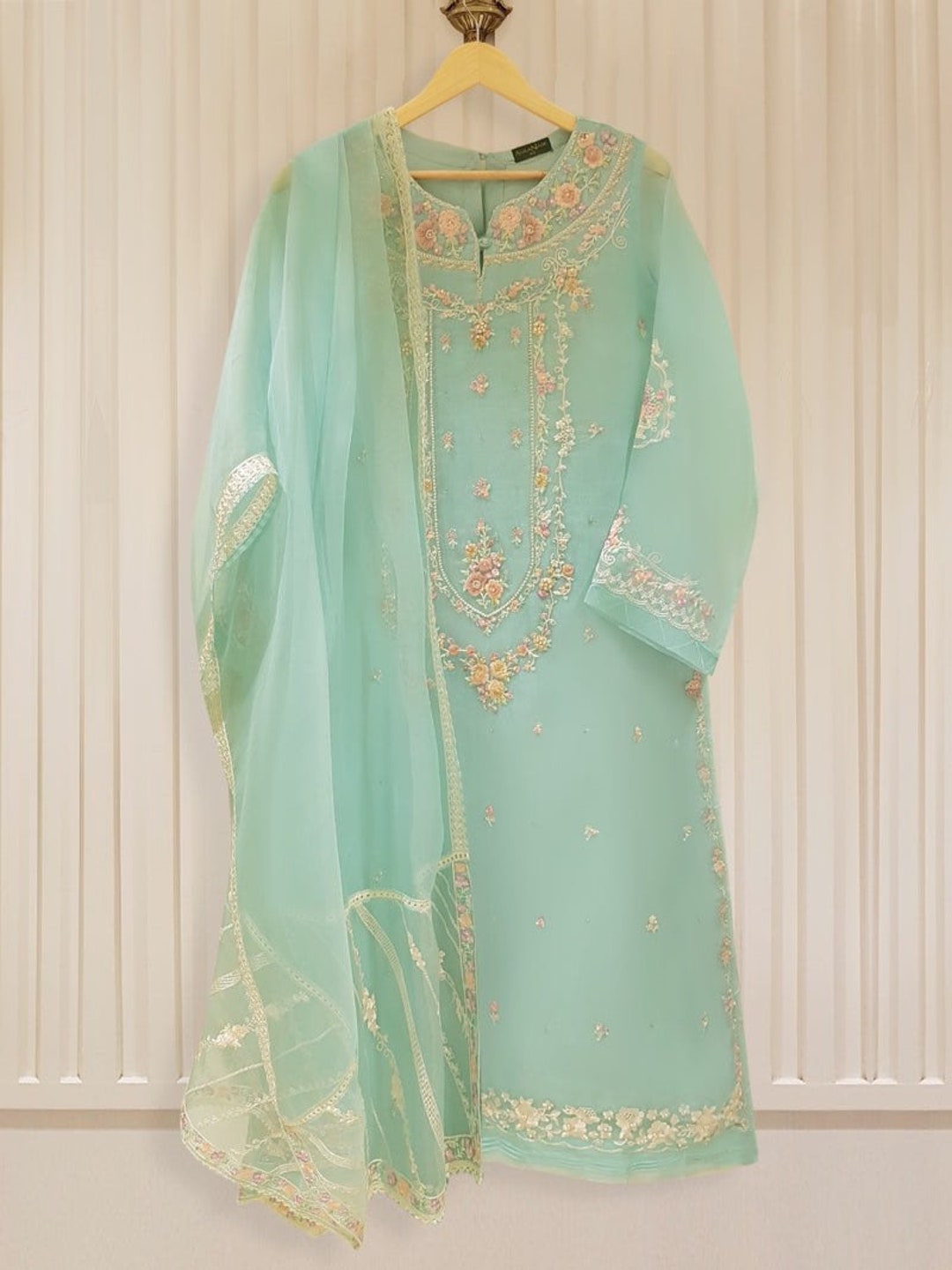 Agha Noor Original Pure Organza TWO PIECE Heavily Embroidered Shirt ...