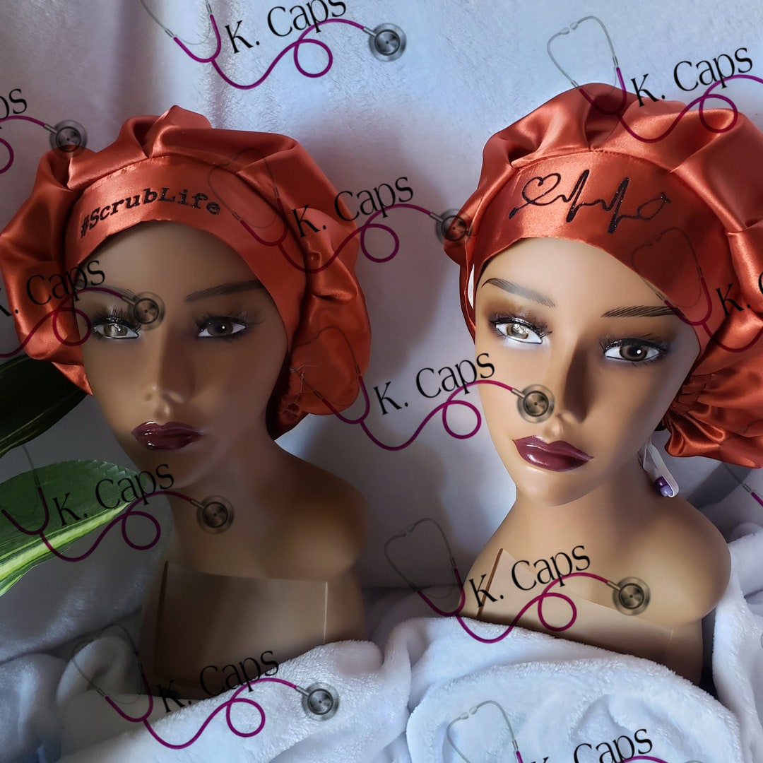 Satin Scrub Hats, Bouffant Surgical Nurse Customized Medical Bonnets ...