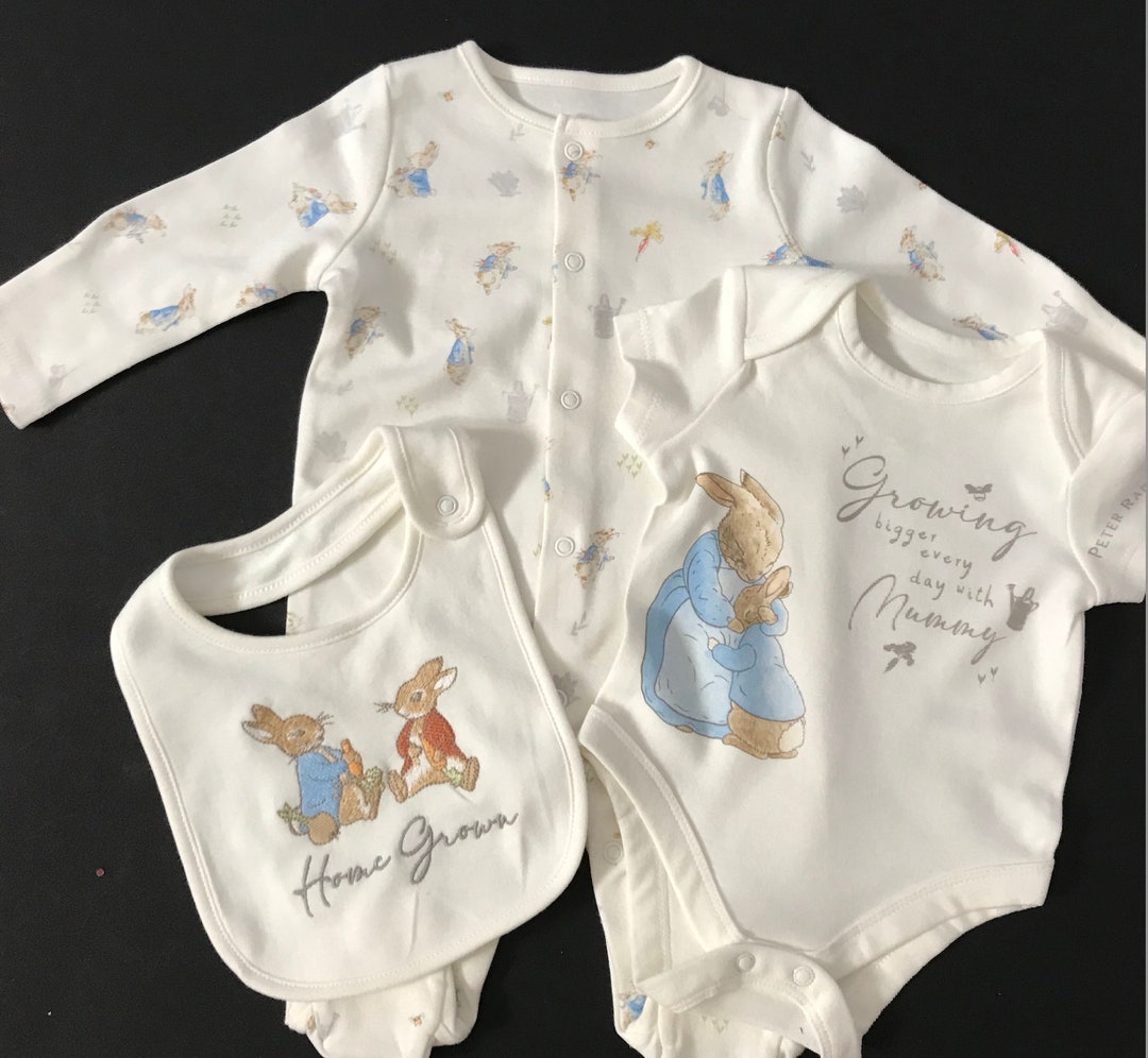 Peter Rabbit Baby 3 Piece Set Sleepsuit bodysuit-bib Premature tiny ...