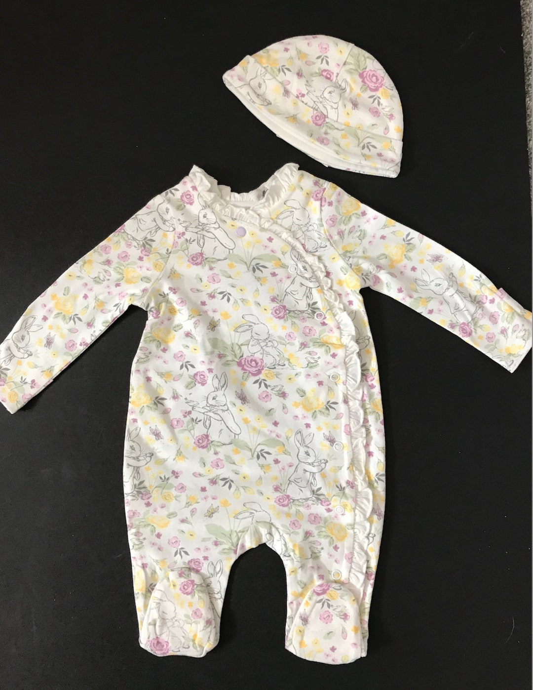 Baby Girls Peter Rabbit Floral Sleepsuit and Hat 0/3 Months - Etsy