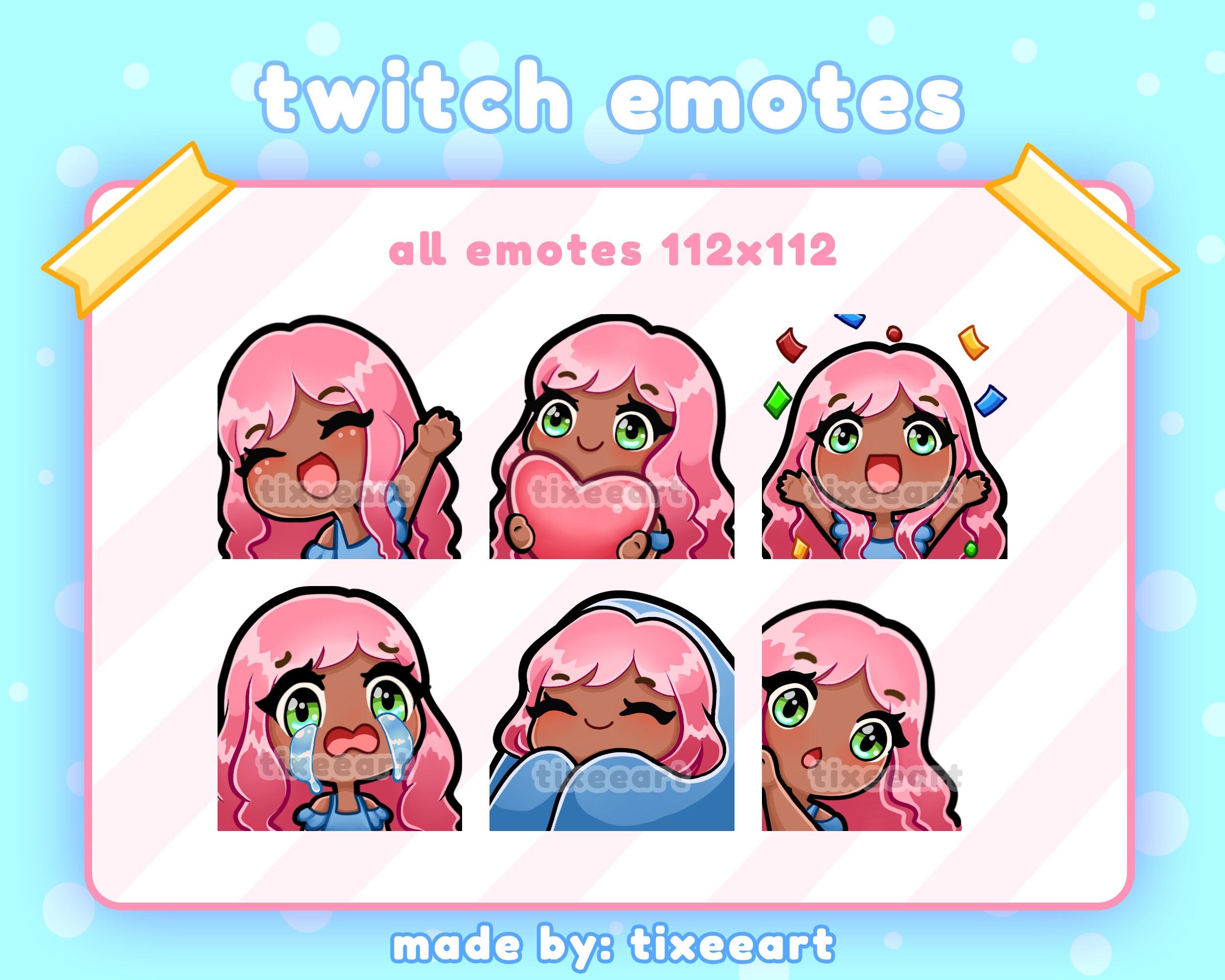 YouTube Pink Hair Blue Green Eyes - Twitch Twitch Emotes Chibi Longhair ...