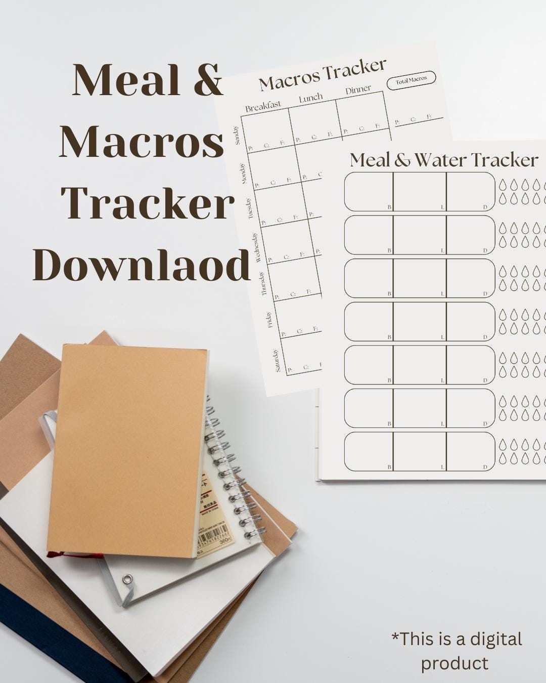 Macro Tracker Printable W/ Water Intake + Meal Tracker - Etsy