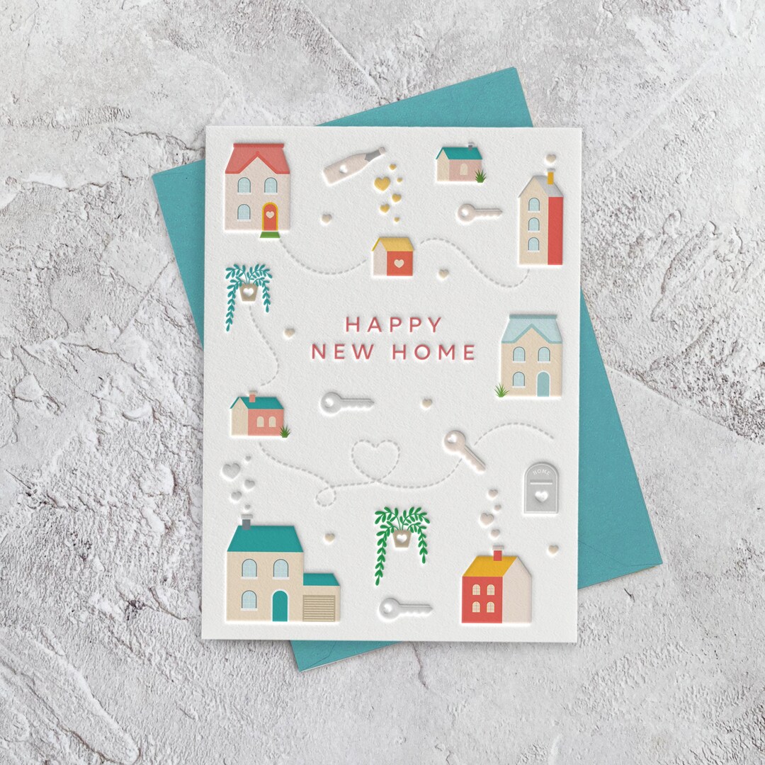 New Home House Moving Housewarming Letterpress Style Greeting Card - Etsy