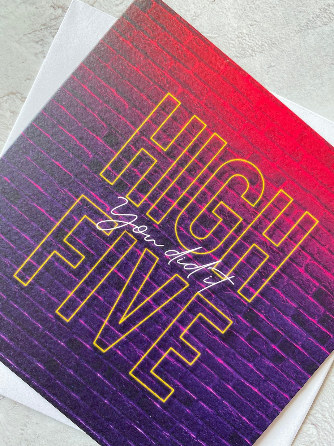 High Five (well Done) Neon Sign Greeting Card, Passed Exams, Graduation ...