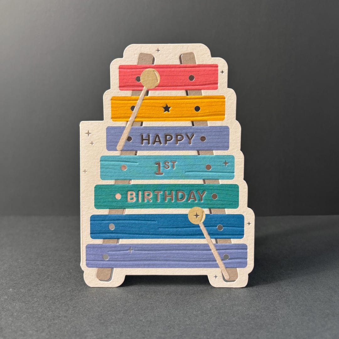 Happy 1st Birthday Xylophone Card (kids Birthday, Daughter, Son) - Etsy
