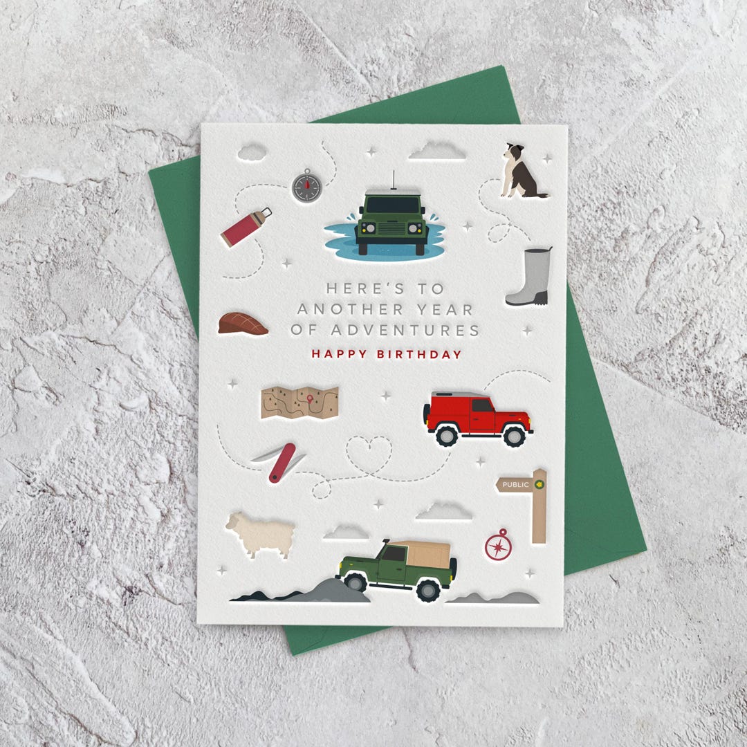 Happy Birthday Off-roading Outdoors Letterpress Style Card (dad ...