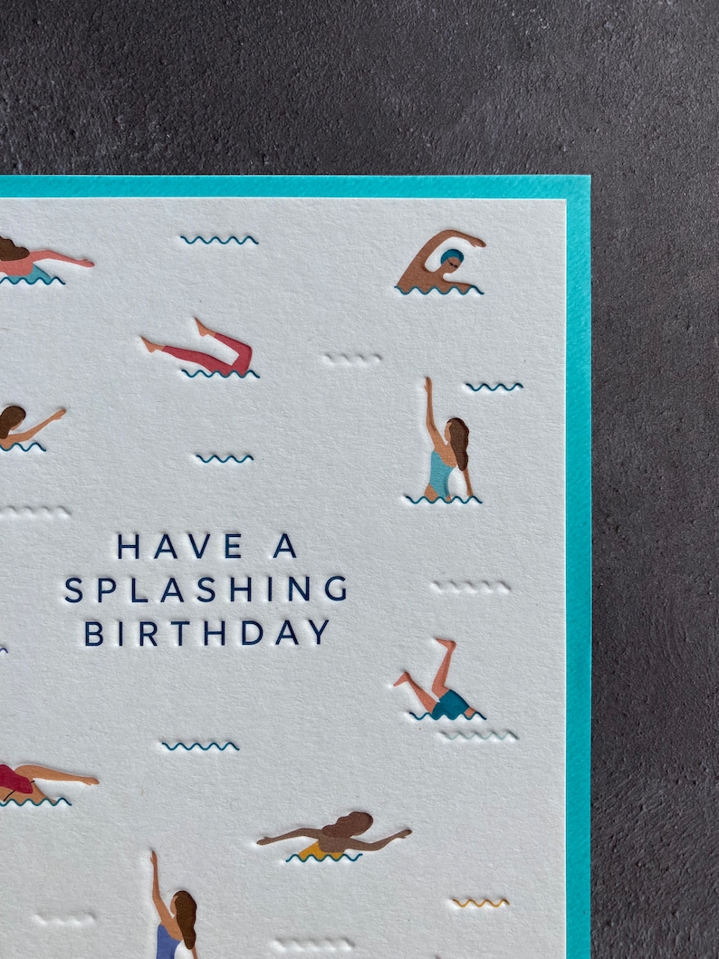 Happy Birthday Swimming Letterpress Card son Daughter - Etsy