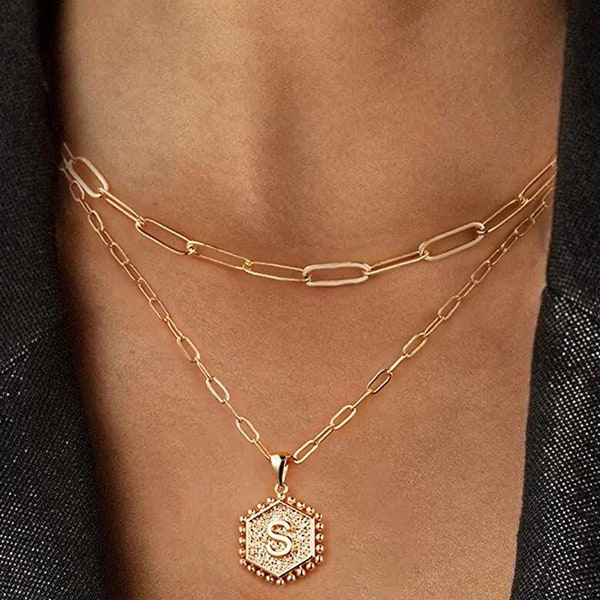 Initial Necklace - Etsy