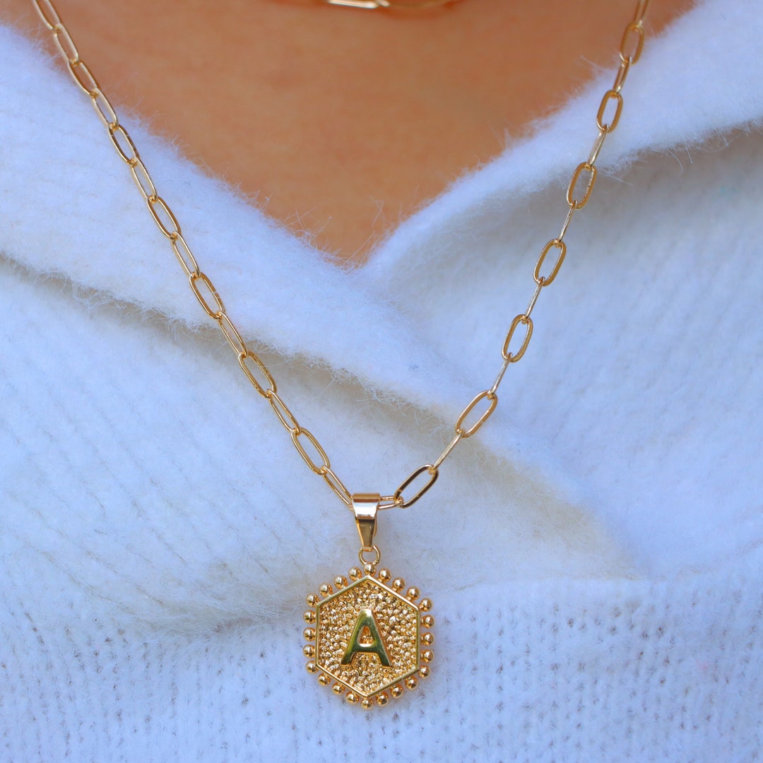 Dainty Gold Necklace, Hexagon Neck Chain, Valentine Gift, Gift for ...