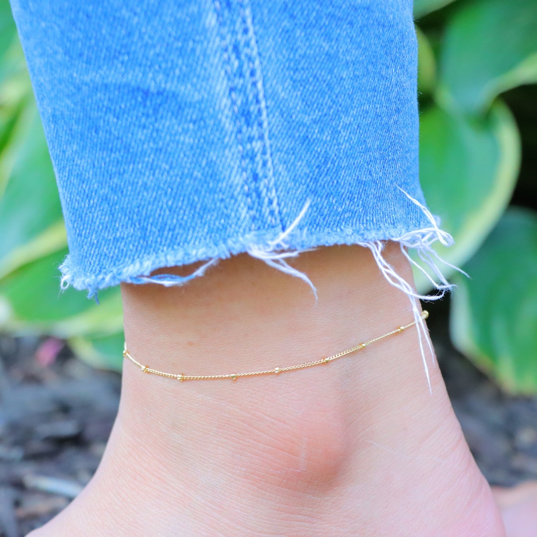 Gold Cute Beads Anklet, Summer Beach Foot Chain Anklet, Bead Anklets ...
