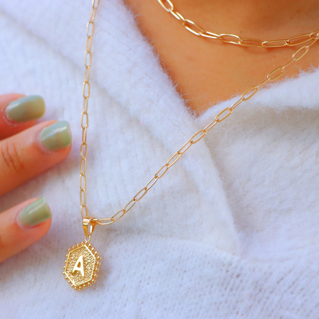 Dainty Gold Necklace, Hexagon Neck Chain, Gift for Girl, Birthday Gift ...