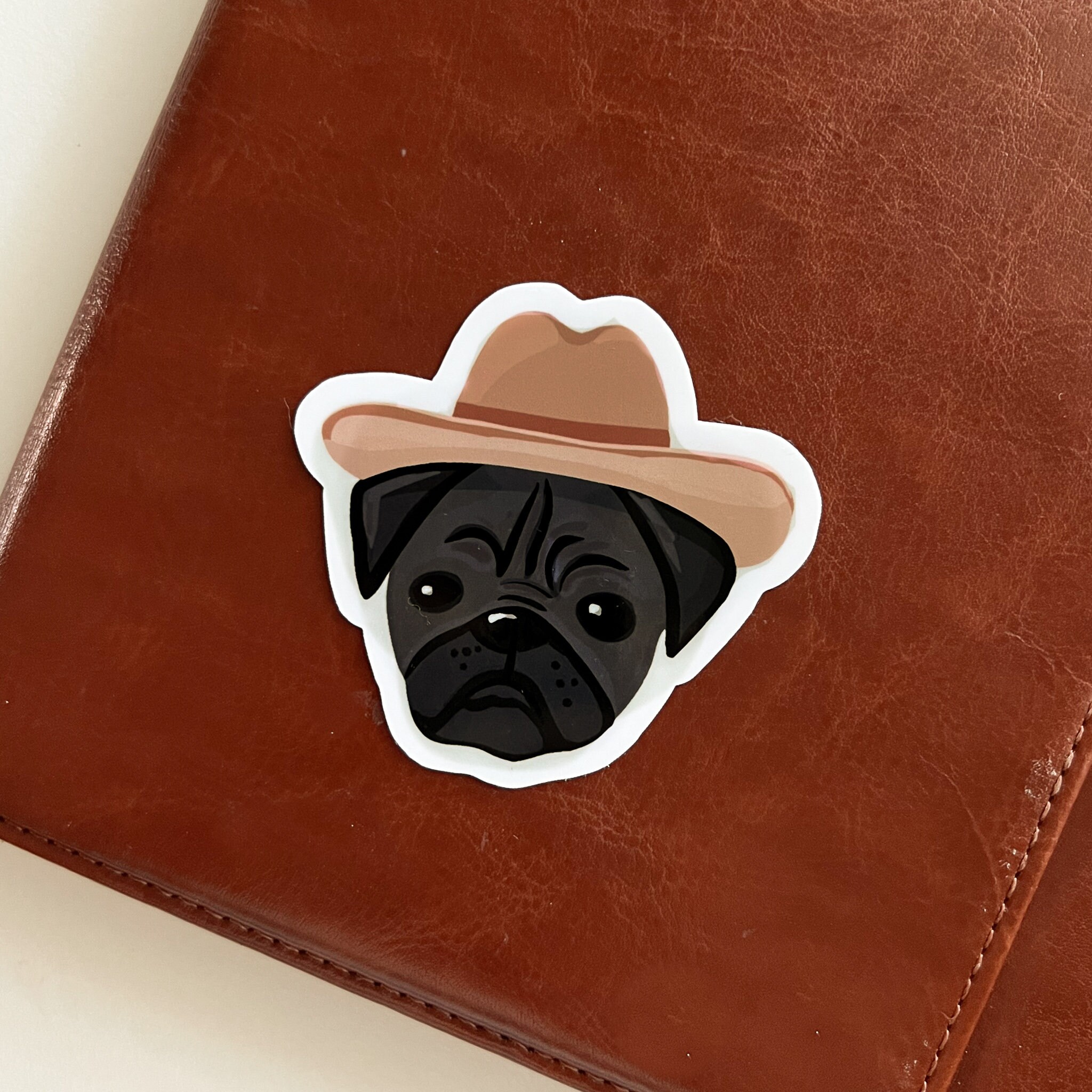 Cowboy Pug Sticker // Cute Western Cowboy Hat Sticker // Gift for ...