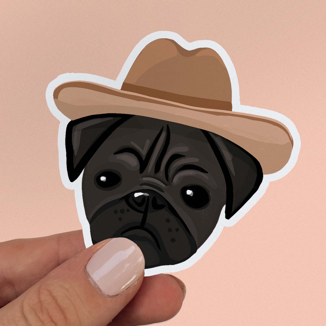 Cowboy Pug Sticker // Cute Western Cowboy Hat Sticker // Gift for ...