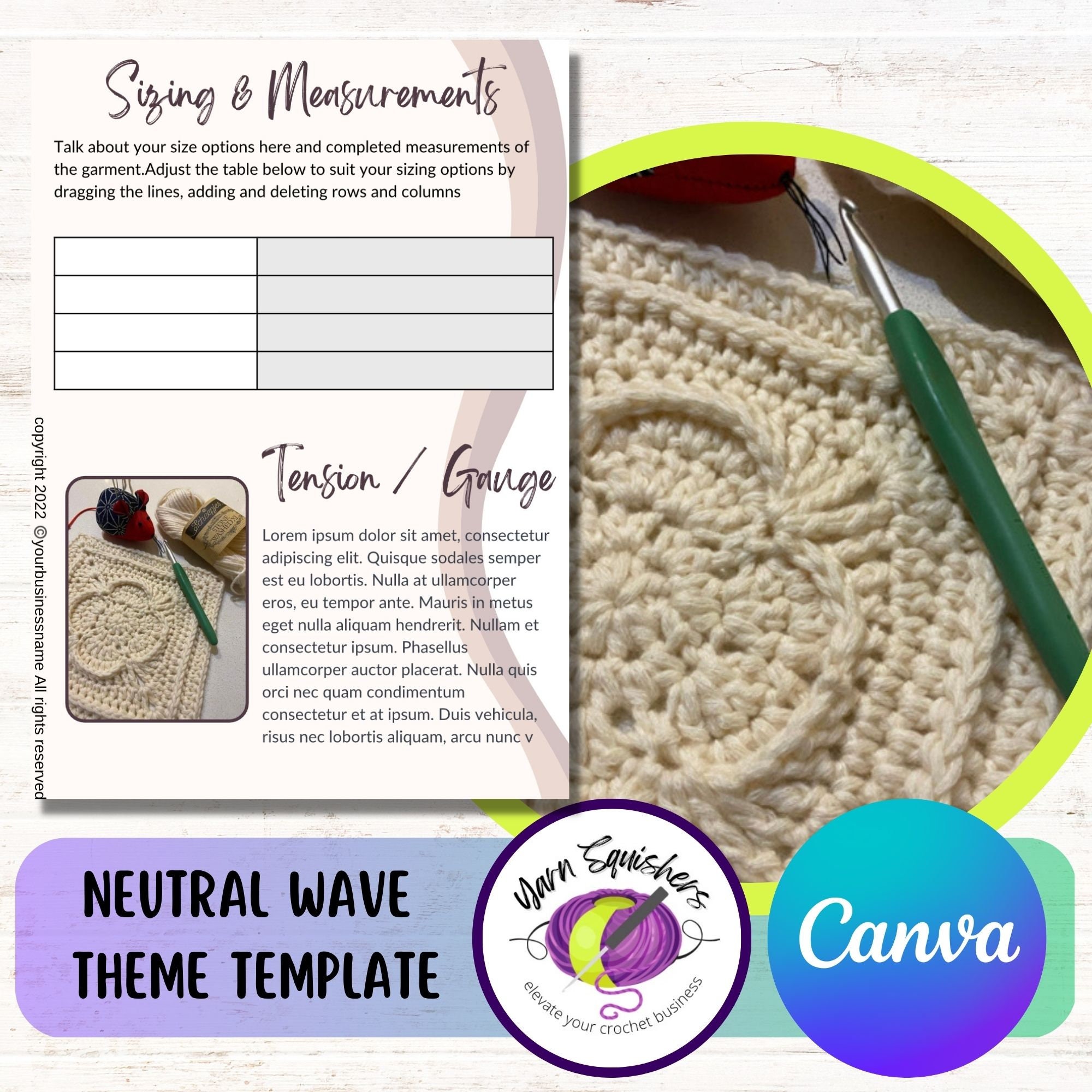 Crochet Pattern Template Canva Template for Designers and Creators 14 ...