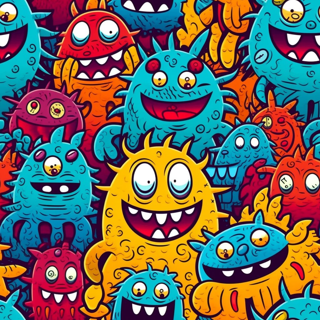 Pop Art Monster Digital Tile Pack - Etsy