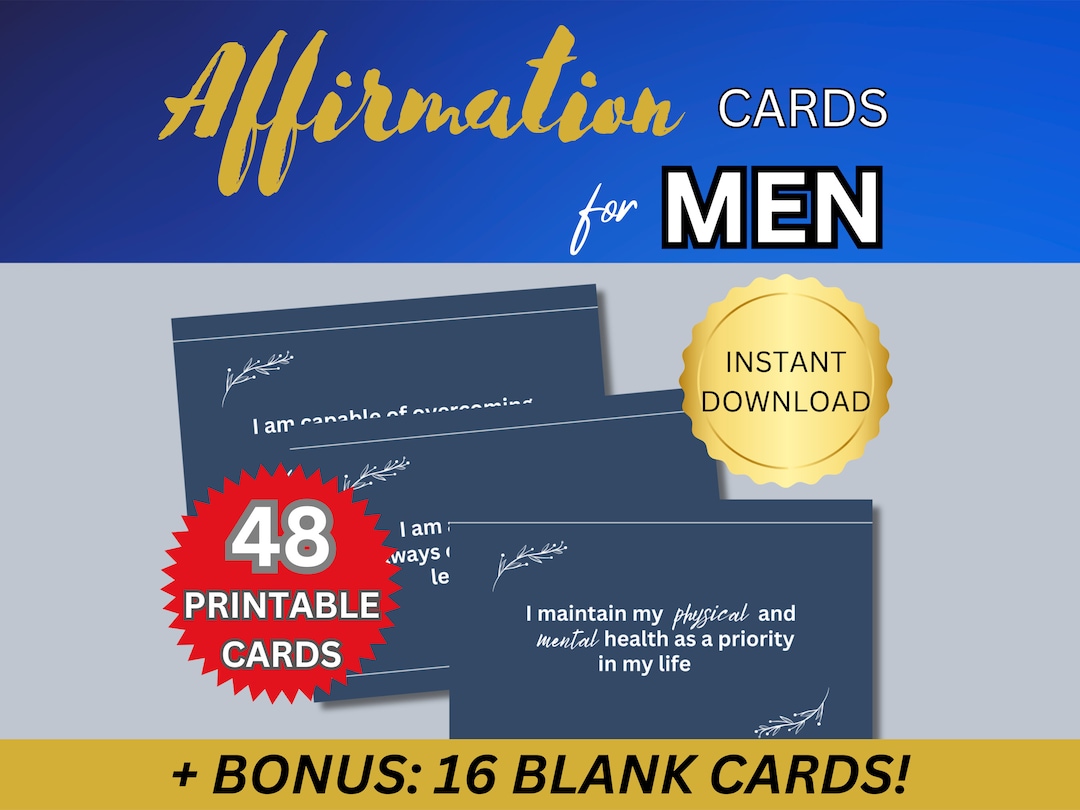 Affirmation Cards for Men, 48 Self-esteem and Confidence Boosting Cards ...