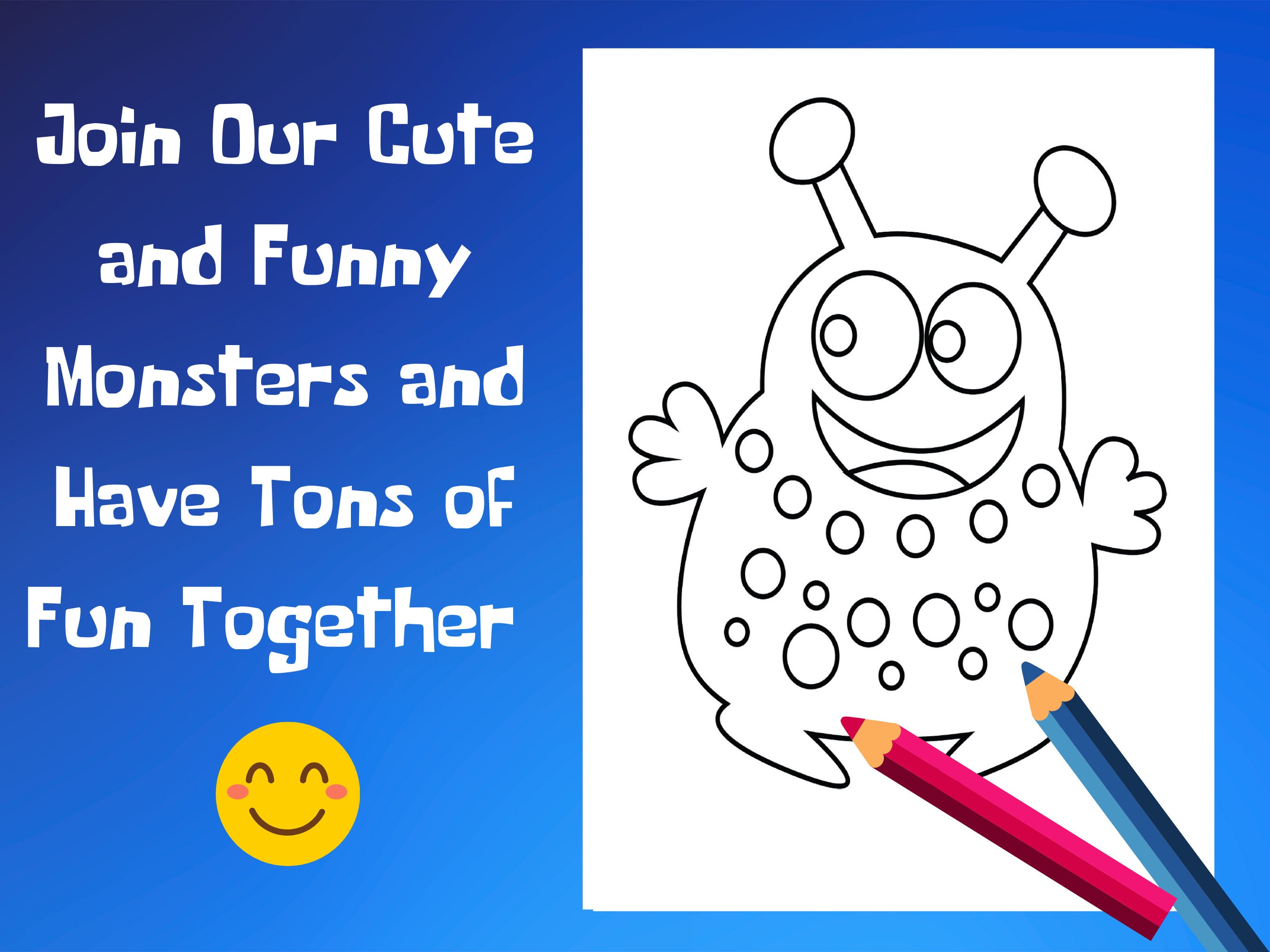 100 Pages With Cute and Funny Monsters Coloring Book for - Etsy