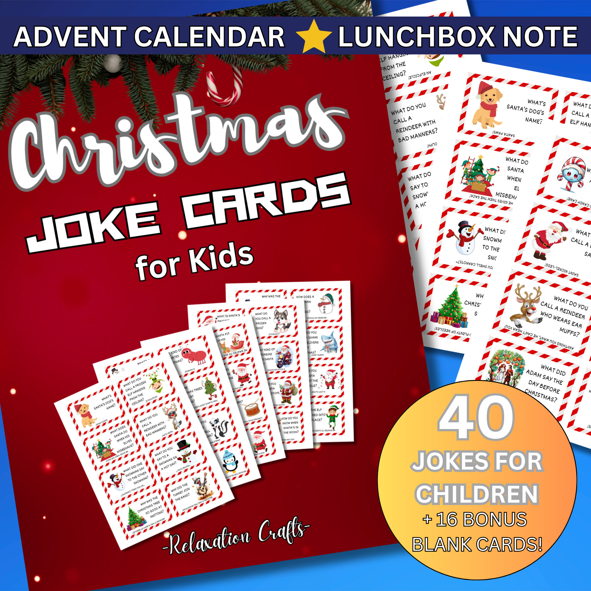 40 Printable Christmas Joke Cards for Kids Perfect for Advent Calendars ...