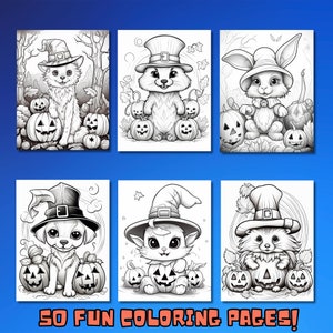 Halloween Animals Coloring Pages 50 High-quality Digital Pages PDF ...