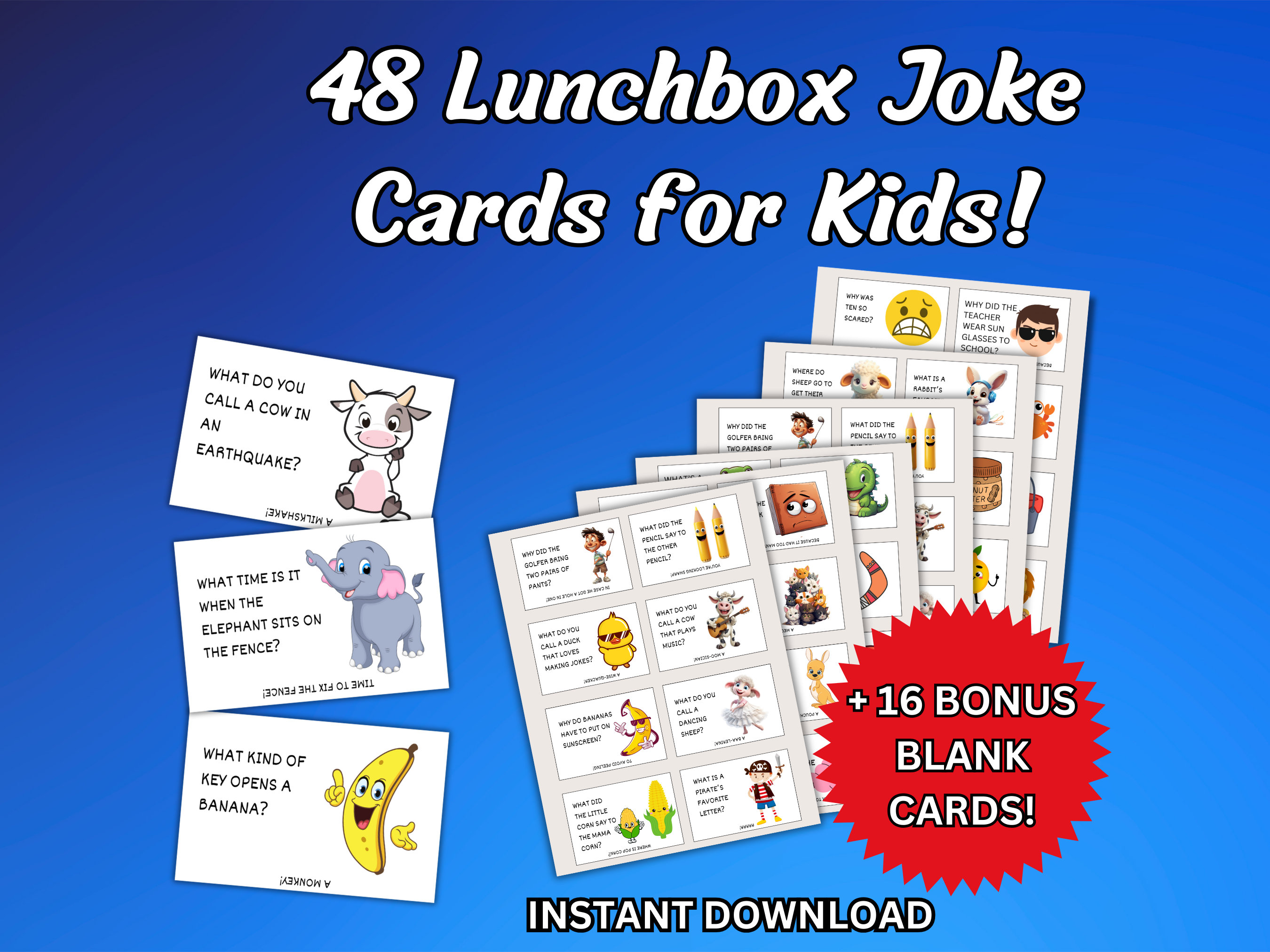 48 Printable Lunchbox Jokes for Kids - Lunch Box Notes, Bonus Blank ...