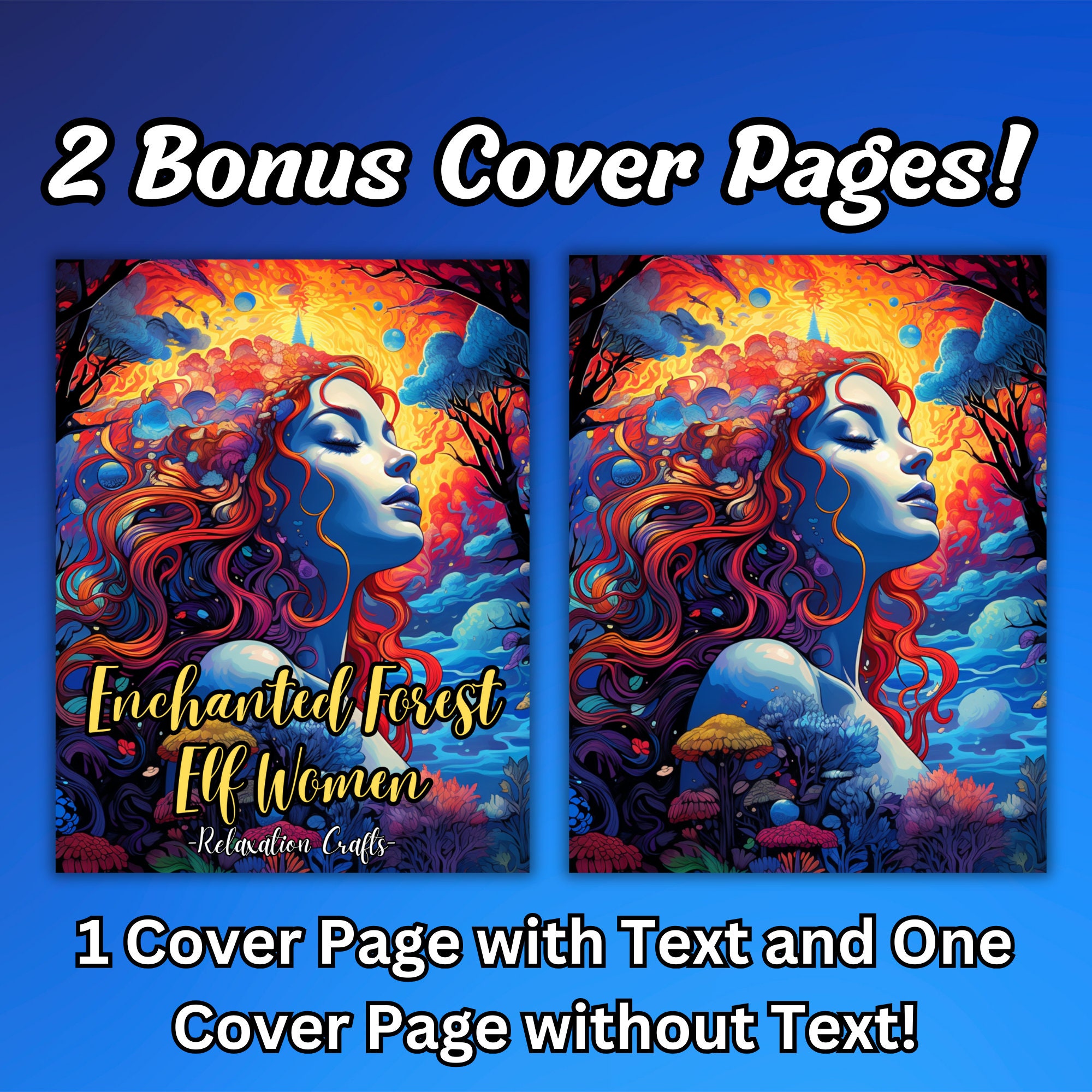 Enchanted Forest Elf Women Coloring Pages for Adults, Intricate ...