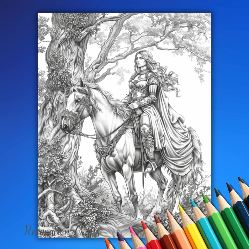 Norse Goddesses, Grayscale Adult Coloring Pages Relax and Unwind With ...