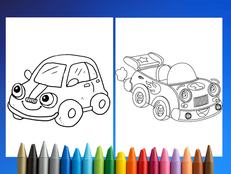 30 Cute Cars Colouring Pages for Kids, Colouring Pages for Kids 2-4 ...