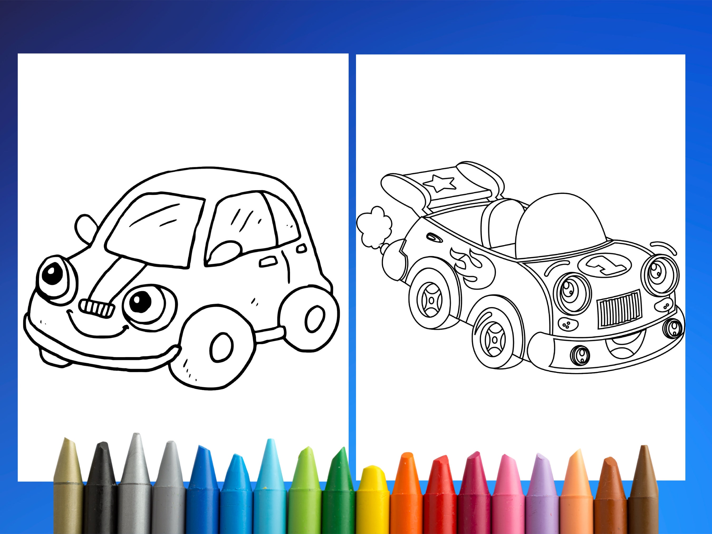 30 Cute Cars Colouring Pages for Kids, Colouring Pages for Kids 2-4 ...