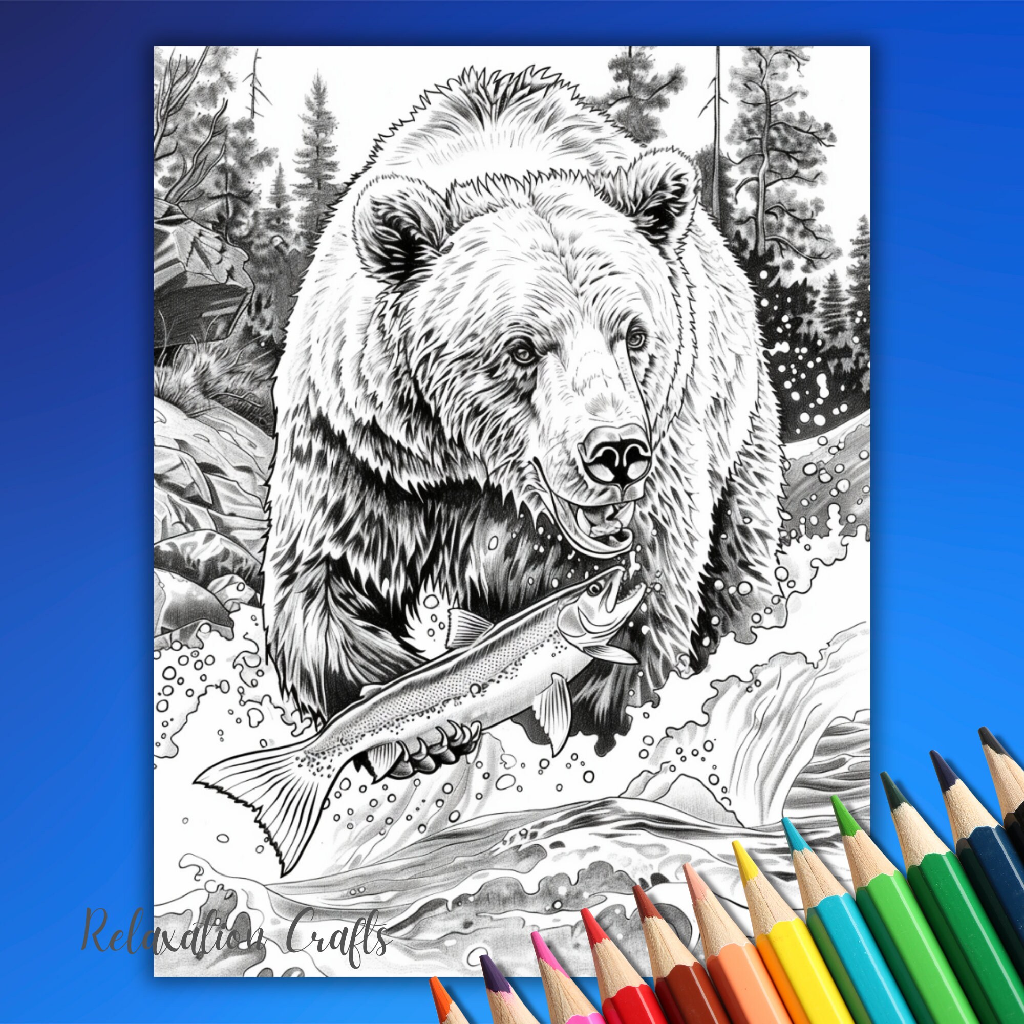 Alaska Wildlife Coloring Adventure, 30 Stunning Grayscale Coloring ...