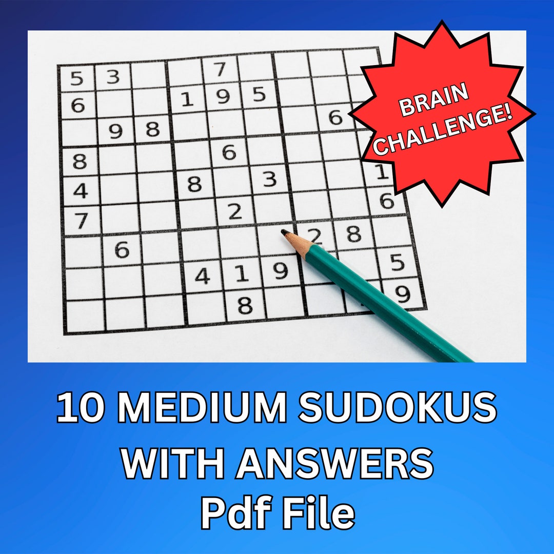 10 Medium-difficulty Sudoku Puzzles, High-quality Brain Teasers With ...