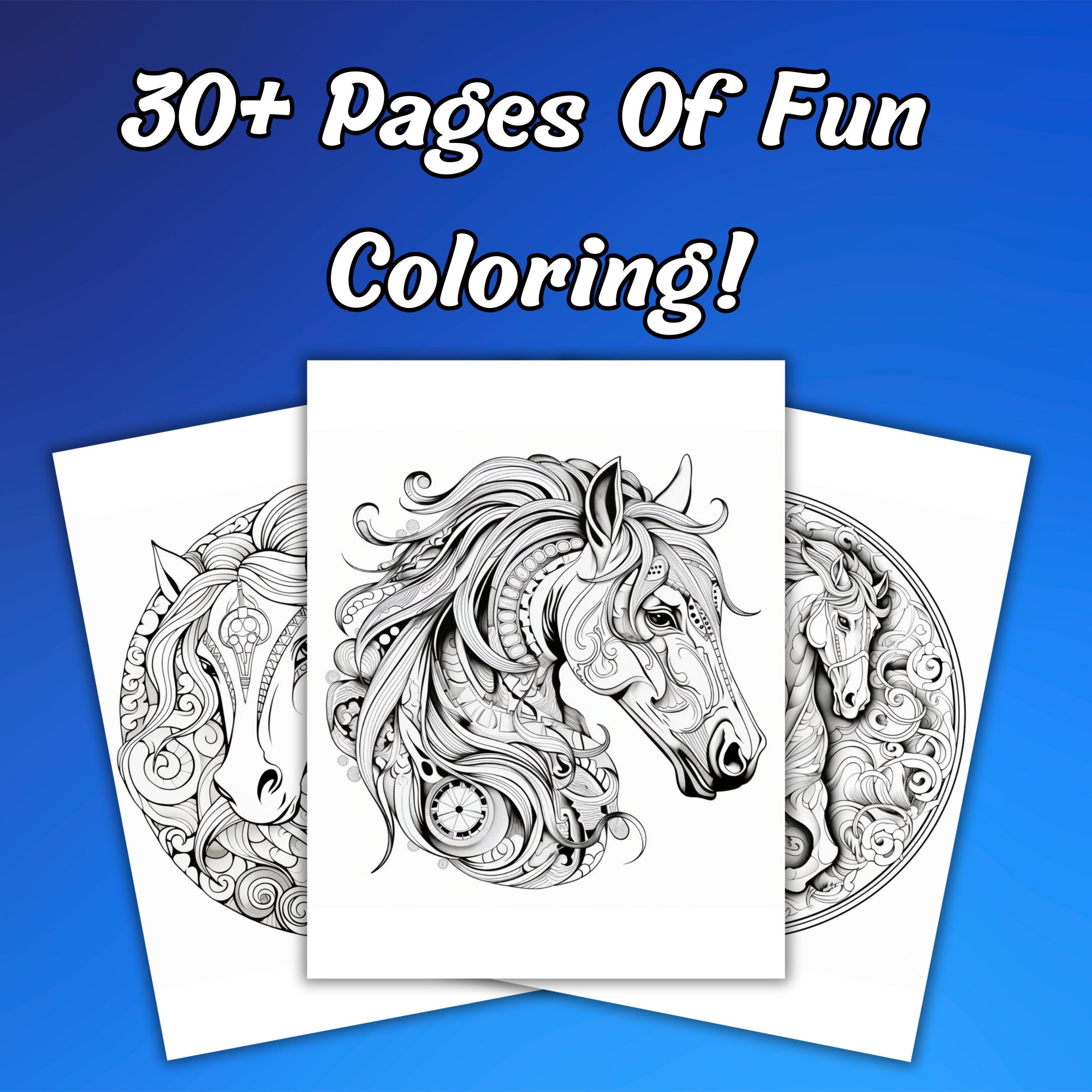 30 Mandala Horse Coloring Pages, Intricate Digital Download Book for ...