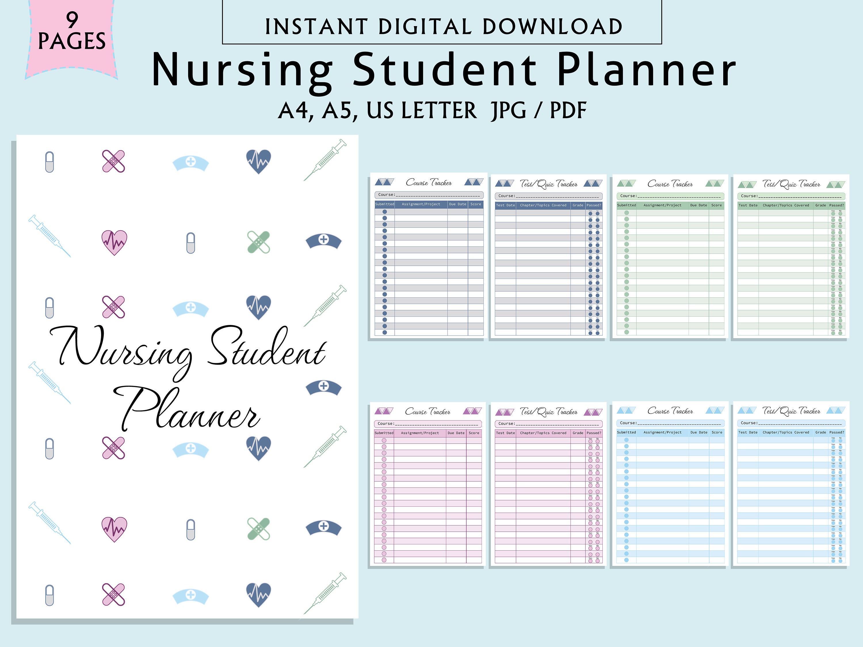 PRINTABLE Nursing Student Planner, Nursing School Planner, Student ...