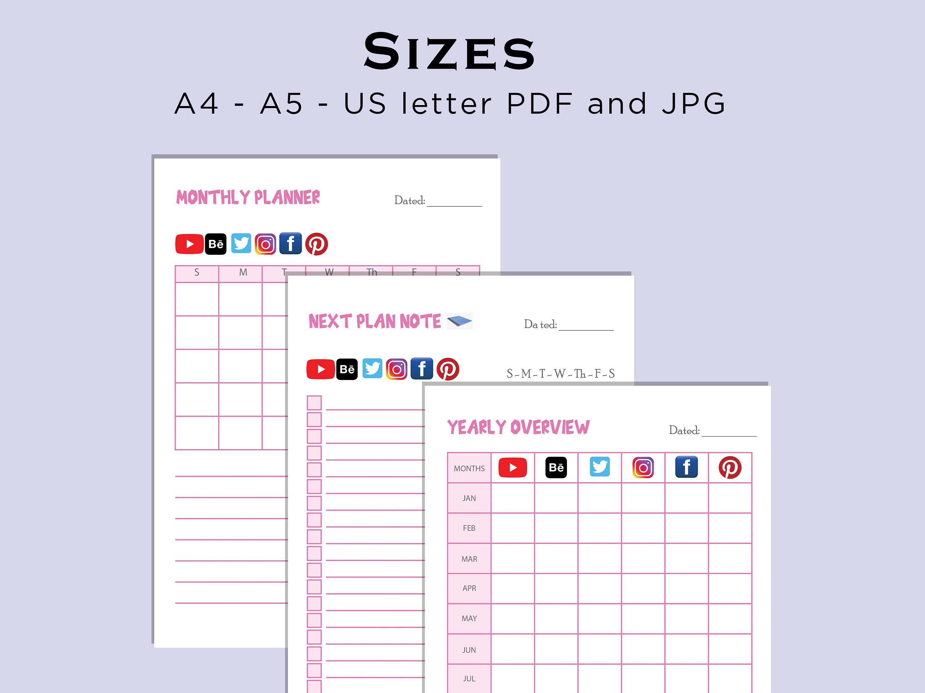 Printable Social Media Planner, Facebook Tracker, Instagram Planner ...