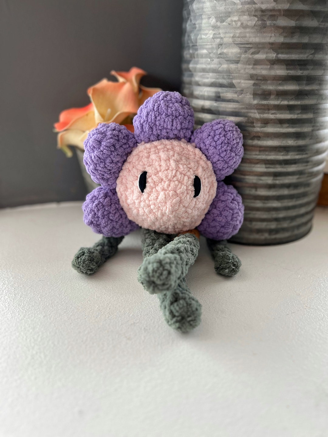 Purple Flower, Flower Snuggler, Handmade Flower, Crochet Lovey, Daisy ...