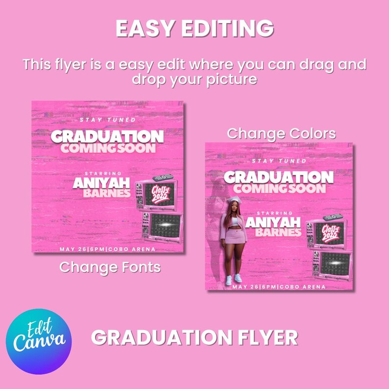 Graduation Flyer Template| Editable Digital Invite| Class of 2025 ...