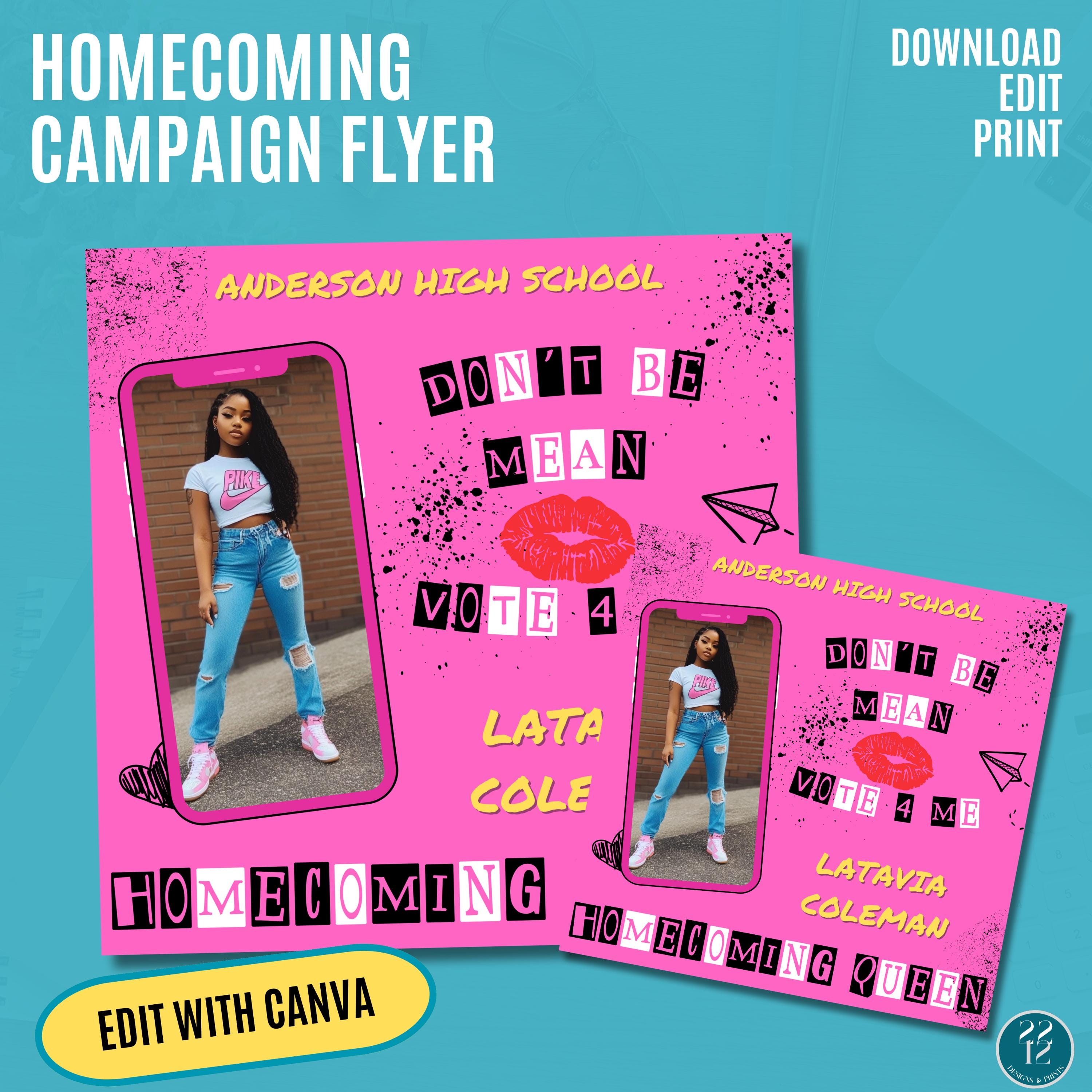 Vote for Homecoming Queen| Campaign Flyer| Homecoming Poster| Custom ...