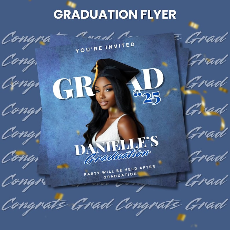 Graduation Party Flyer, Class of 2025, Canva Editable - Etsy