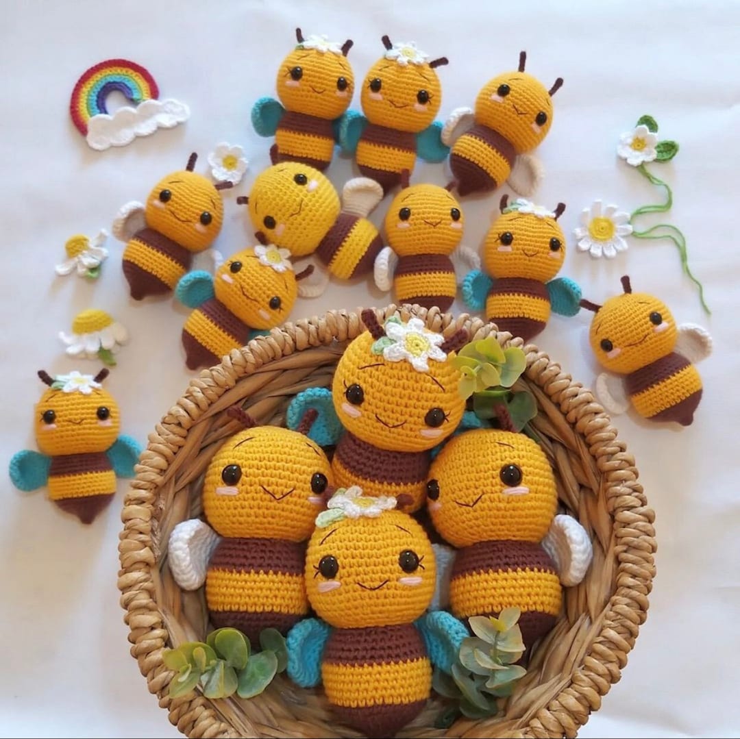 Handmade Crochet Amigurumi Bee Plushies Crochet Bee Stuffed - Etsy